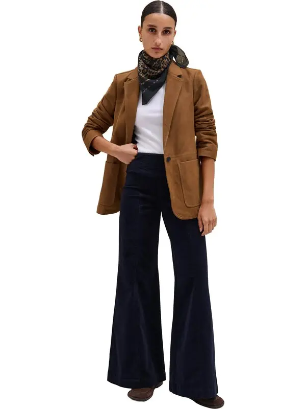 ME+EM Velvet Cord Palazzo Pant - Navy