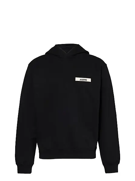 Jacquemus Logo-embroidered Cotton-jersey Hoody - Black