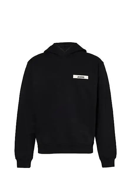 Jacquemus Logo-embroidered Cotton-jersey Hoody - Black