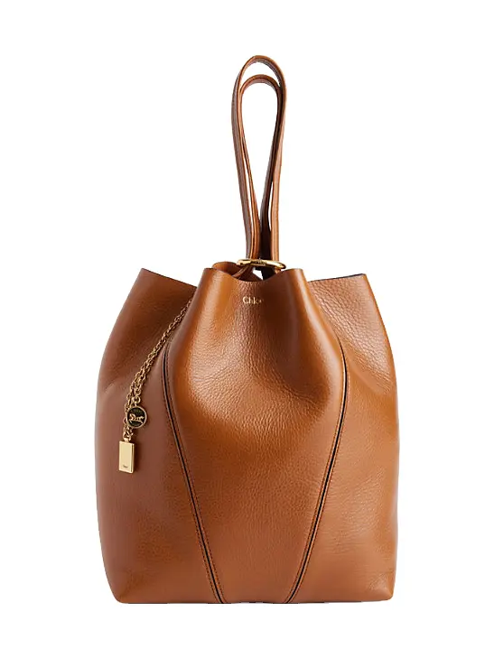 Chloé Spin Medium Leather Tote Bag - Clay Brown