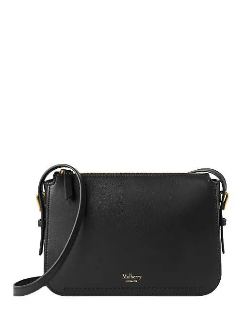 Mulberry Clovelly Foiled-logo Grained-leather Pouch - Black