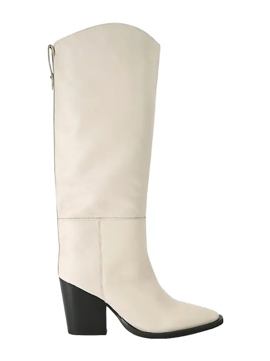 Carvela Reign Pointed-toe Leather Knee-high Boots - Bone