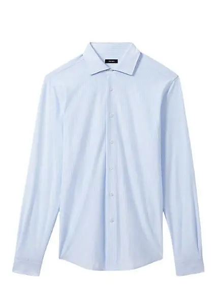 REISS Striped Long-sleeved Cotton-blend Shirt - Blue Stripe