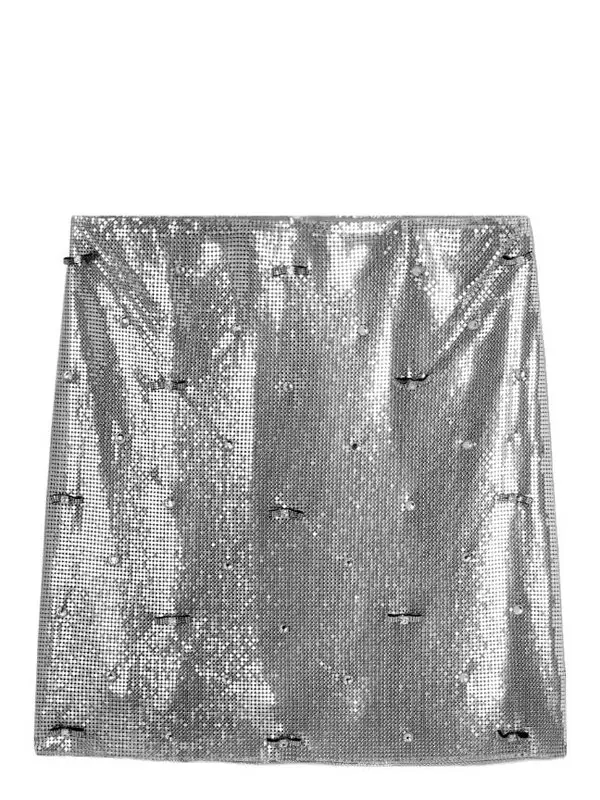 Versace Embellished Metal Mesh Mini Skirt - Silver