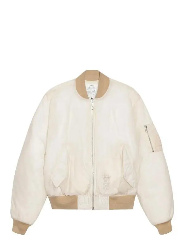 StÜssy Waxed Built Bomber Jacket - Cream