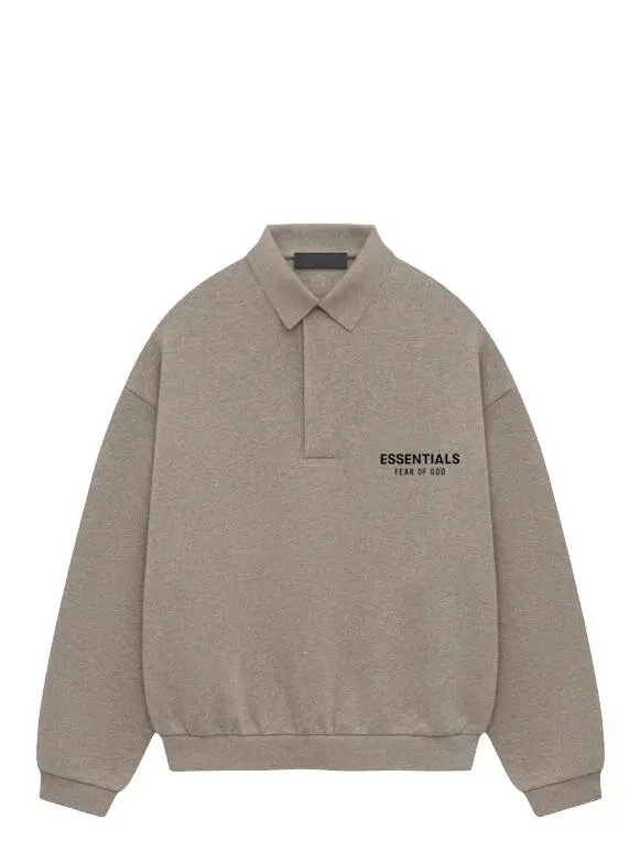 Fear Of God Essentials Fleece Polo Shirt - Heather Gray