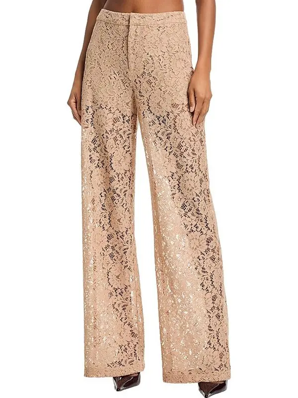 L'Agence Livvy Lace Straight Leg Trousers - Cappuccino