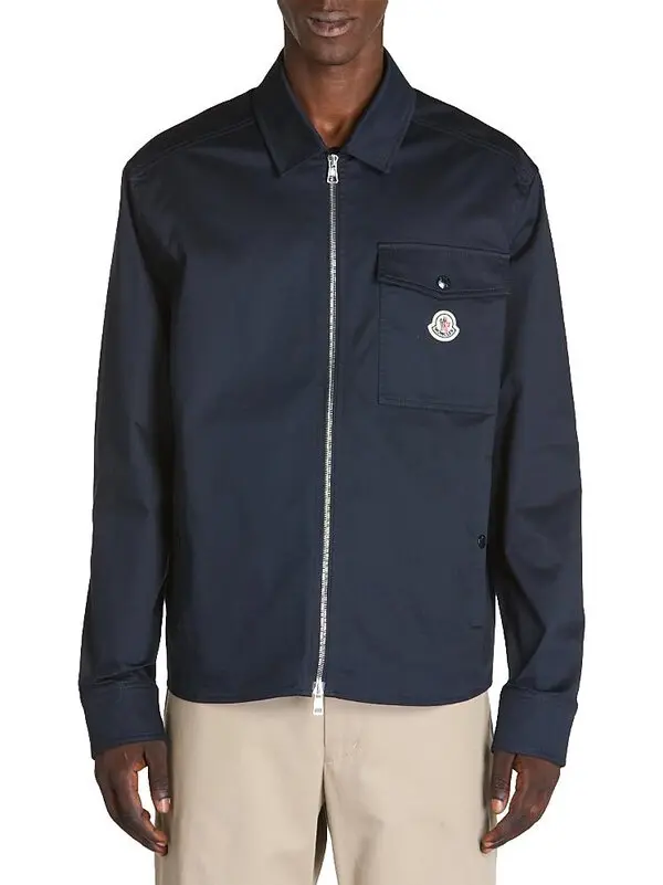 Moncler Cotton Stretch Garbardine Shirt Jacket - Navy