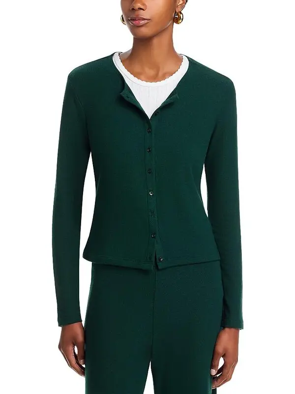 LESET Lauren Crewneck Cardigan Sweater - Emerald