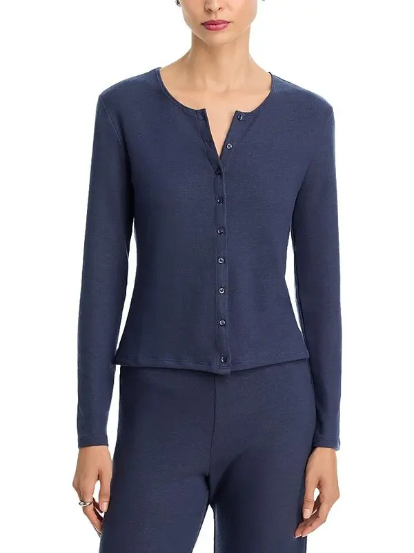 LESET Lauren Crewneck Cardigan Sweater - Marine