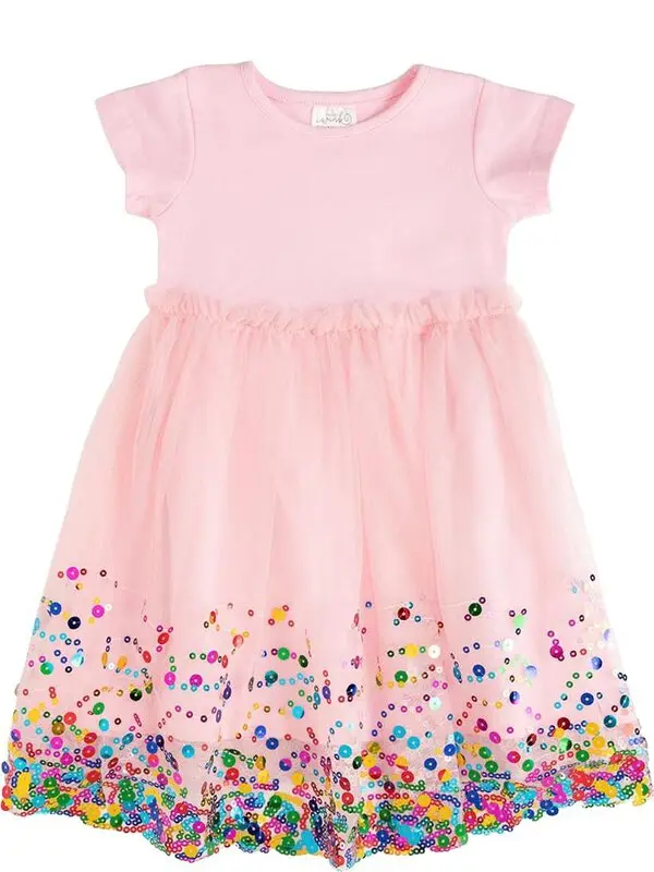 SWEET WINK Confetti Short Sleeve Tutu Dress - Pink