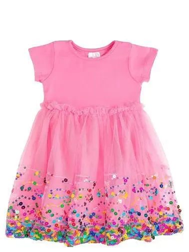 SWEET WINK Confetti Short Sleeve Tutu Dress - Raspberry