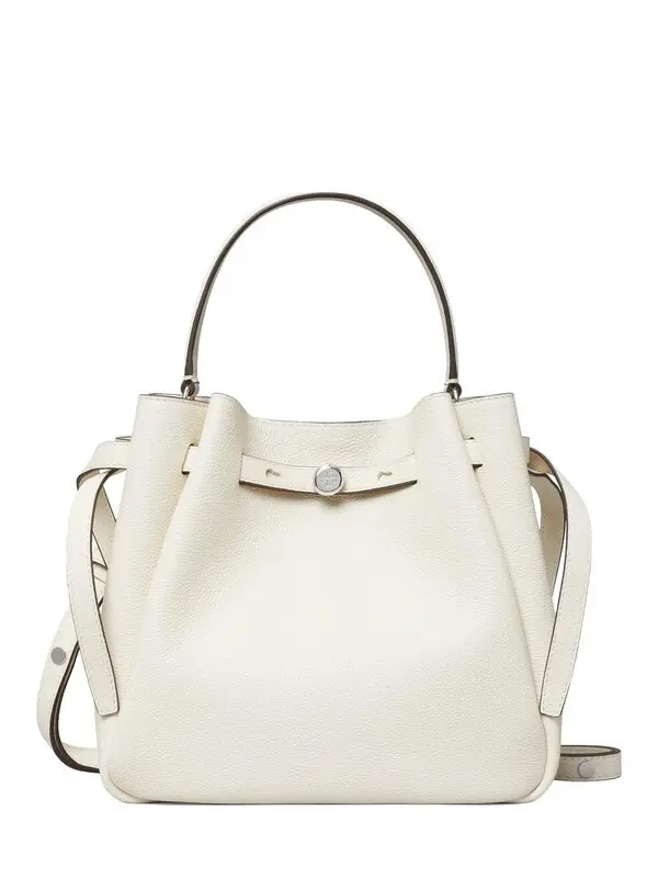 Tory Burch Romy Pebble Leather Bucket Bag - Light Cream