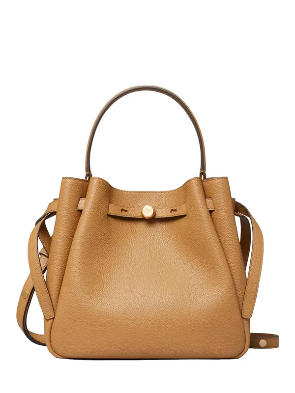 Tory Burch Romy Pebble Leather Bucket Bag - Tiramisu