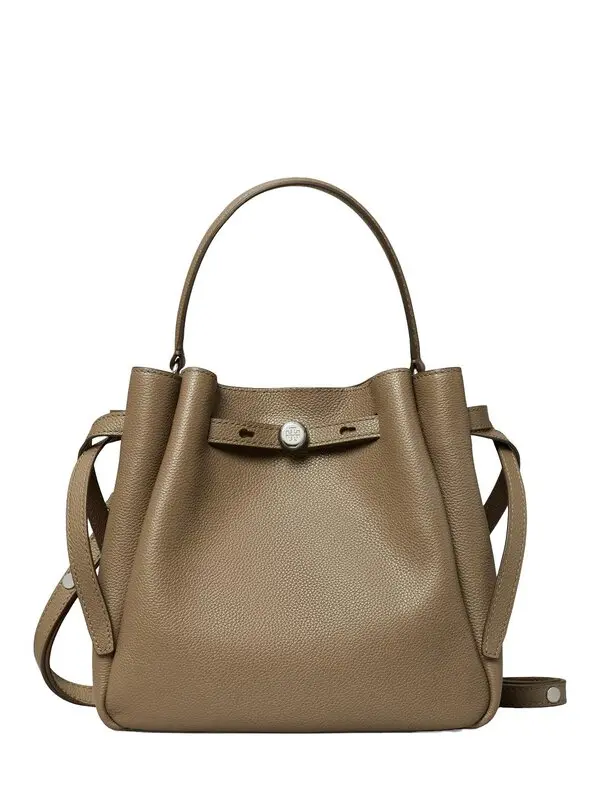 Tory Burch Romy Pebble Leather Bucket Bag - Wild Mushroom