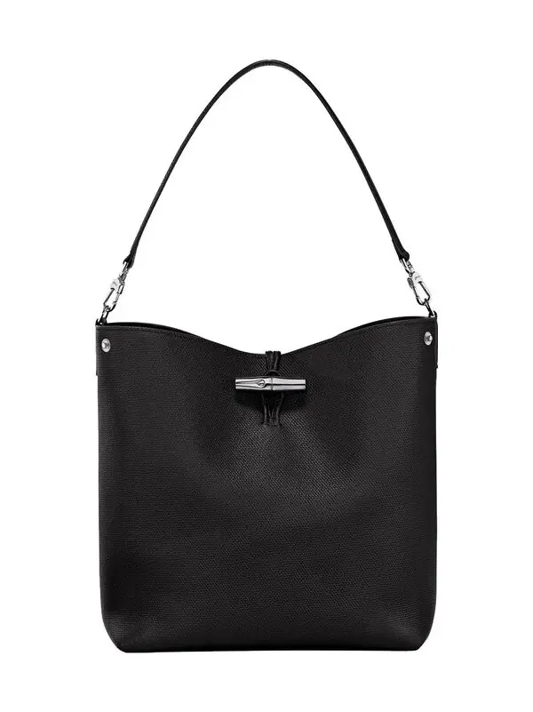 Longchamp Le Roseau Leather Hobo Bag - Black
