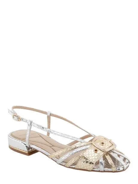 KENNETH COLE Farrah Slingback Sandal - Silver/ Gold Metallic