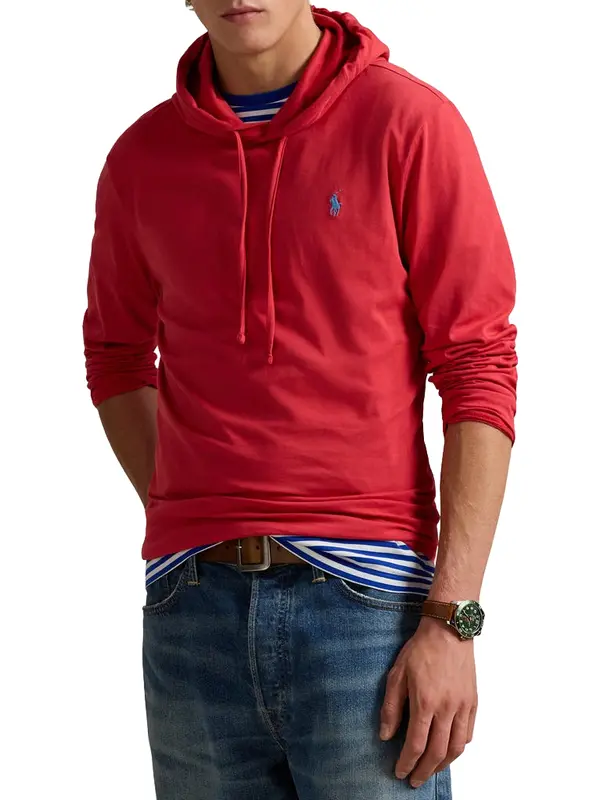 Polo Ralph Lauren Jersey Long Sleeve Hooded T-shirt - Post Red