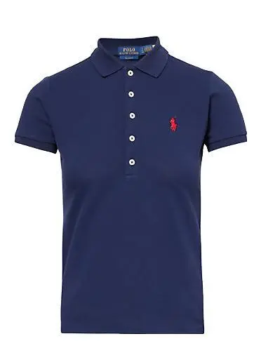 Polo Ralph Lauren Julie Slim-fit Short-sleeve Cotton-piqué Polo Shirt - Newport Navy