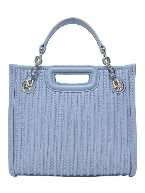 Maje Leather Shoulder Bag With Chain Detail - Blue Sky