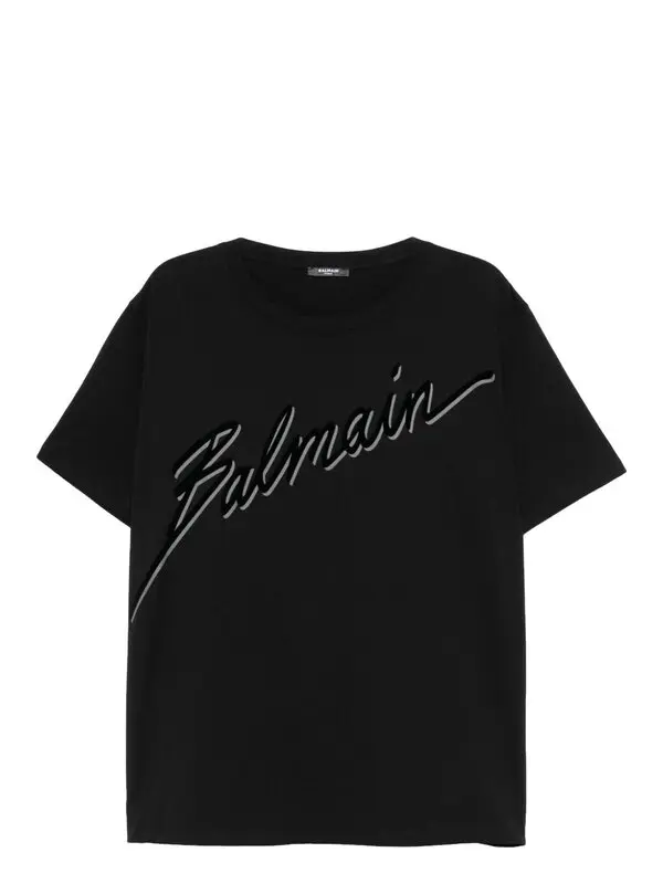 Balmain Flocked-logo T-shirt - Black