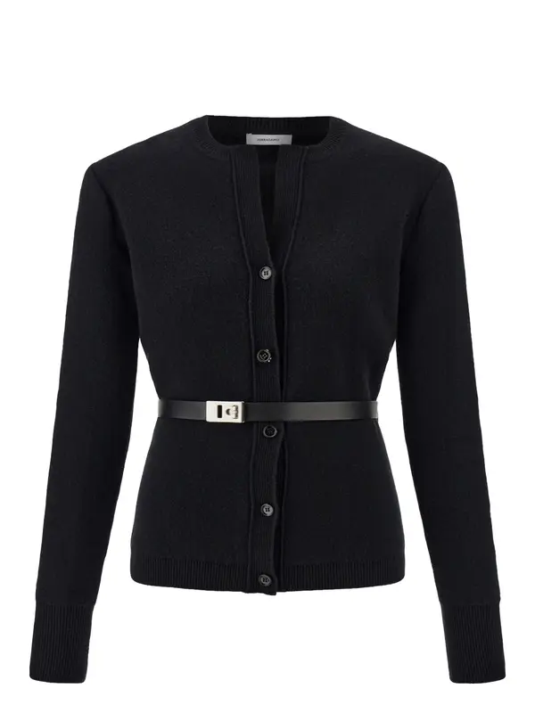 FERRAGAMO Belted Cardigan - Black