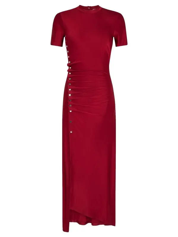 Rabanne Gathered Jersey Maxi Dress - Red