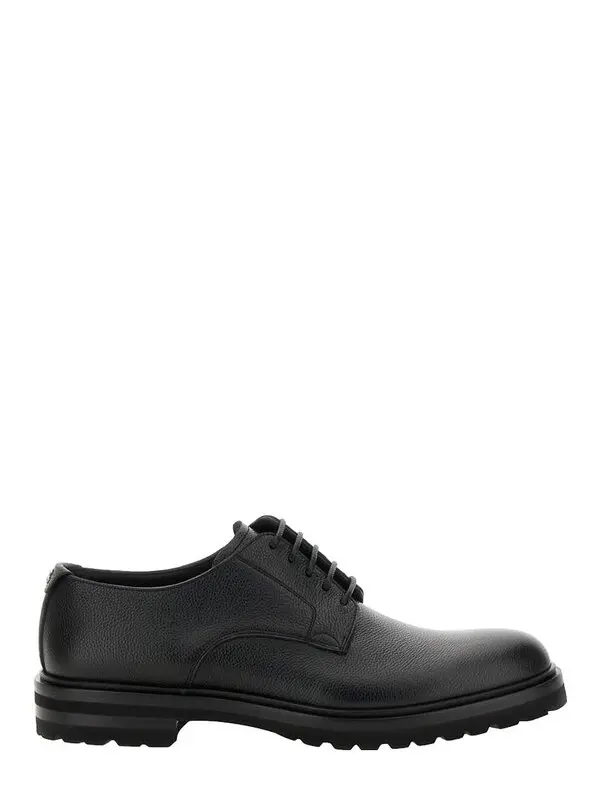 Dolce & Gabbana Altavilla Derby Lace-up Shoes With Metal Dg Logo - Black