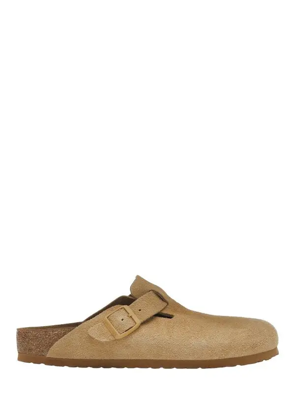 BIRKENSTOCK Boston Suede Clogs - Latte Cream