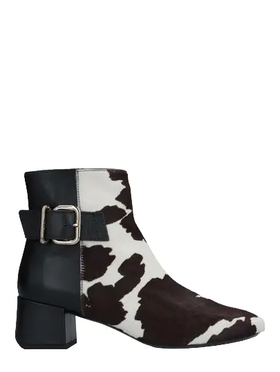 TOD'S Dark Leather Ankle Boots With Animal Print - Brown