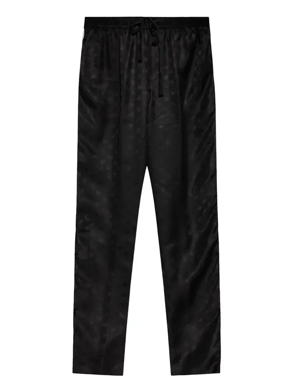 Dolce & Gabbana Logo-jacquard Silk Trousers - Black