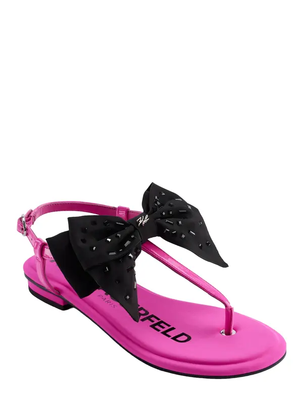 Karl Lagerfeld Paris Karl Lagerfeld Cristi Bow T-strap Sandal - Fuchsia