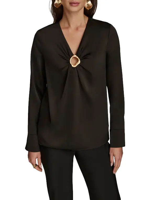 Donna Karan New York Hardware Cutout Popover Shirt - Black