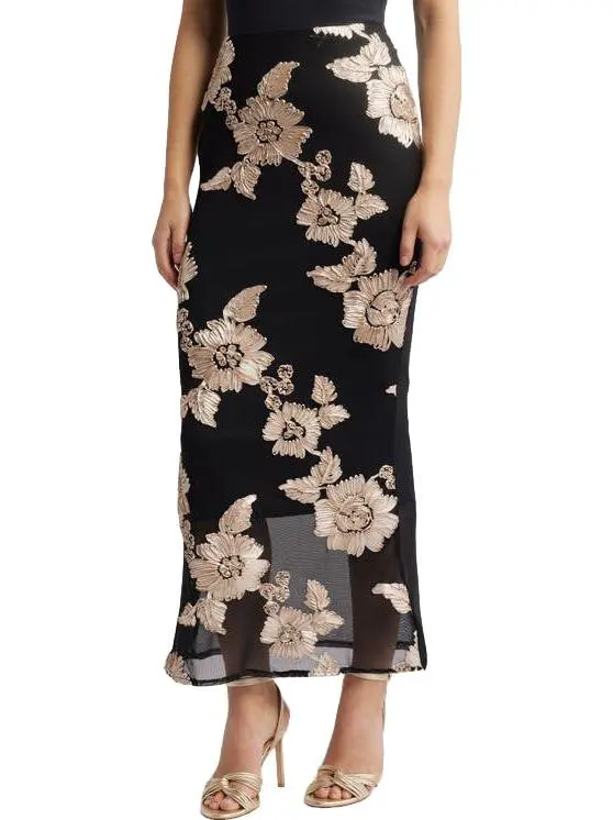 NIKKI LUND Vivica Floral Soutache Skirt - Black