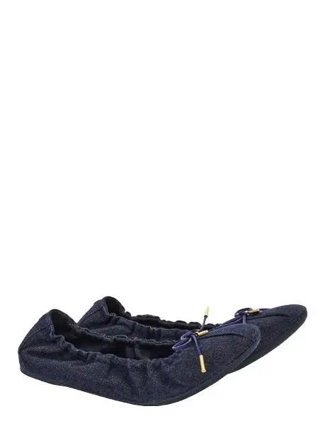FERRAGAMO Joelle Denim Ballerina Flat - Navy