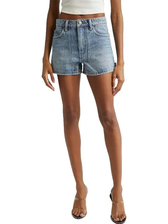 Alexander Wang High Waist Denim Carpenter Shorts - Classic Worn Indigo