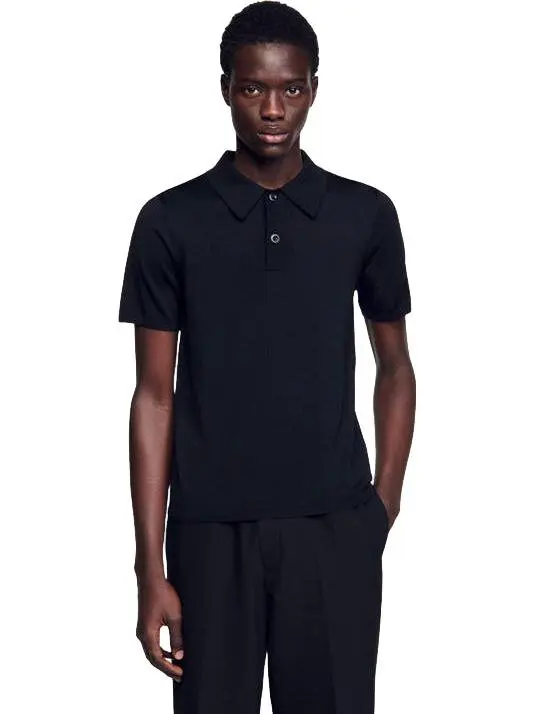 Sandro Short-sleeve Knitted Polo Shirt - Black