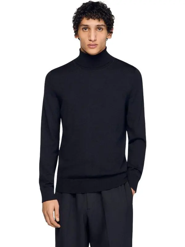 Sandro Turtleneck Wool Sweater - Black