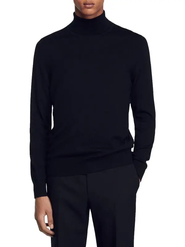 Sandro Wool Roll Neck Sweater - Black