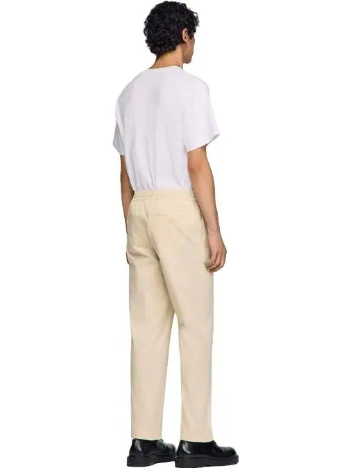 Sandro Straight-leg Trousers With Elasticated Waist - Light Beige