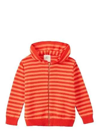 VILD HOUSE OF LITTLE Organic Knit Cardigan - Coral/salmon Stripe