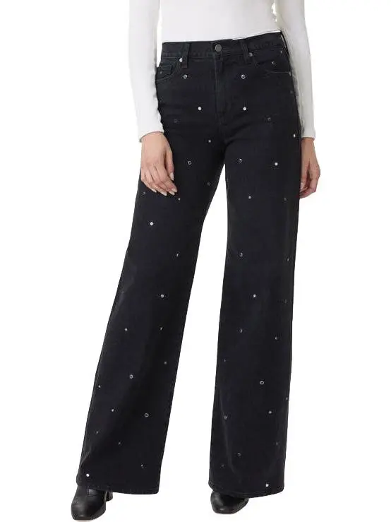 Habitual Denver Grommet High-waist Wide-leg Jeans - Washed Black