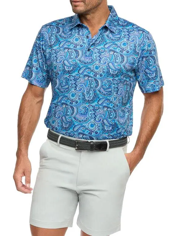 Robert Graham Neris Paisley Performance Polo - Blue