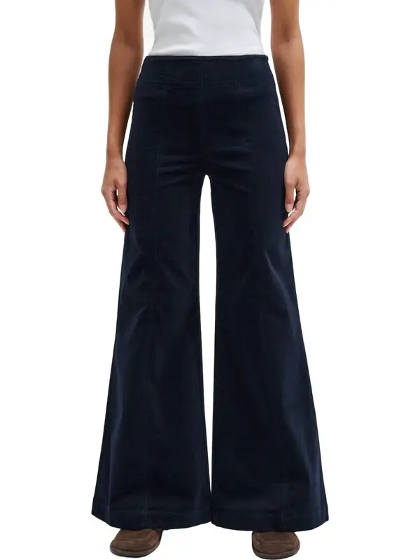 ME+EM Velvet Cord Travel Palazzo Pant - Navy