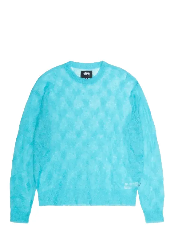 StÜssy Loose Knit Cross Cable Sweater - Cyan
