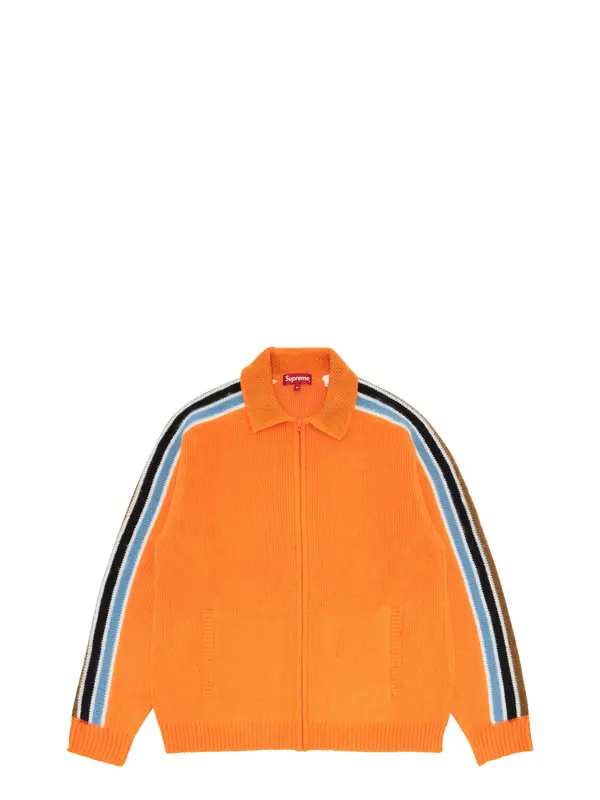 Supreme Sleeve Stripe Zip Up Sweater - Orange