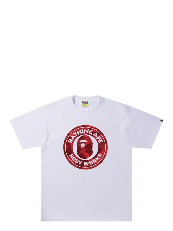 A BATHING APE Color Camo A Busy Works Tee /red - White