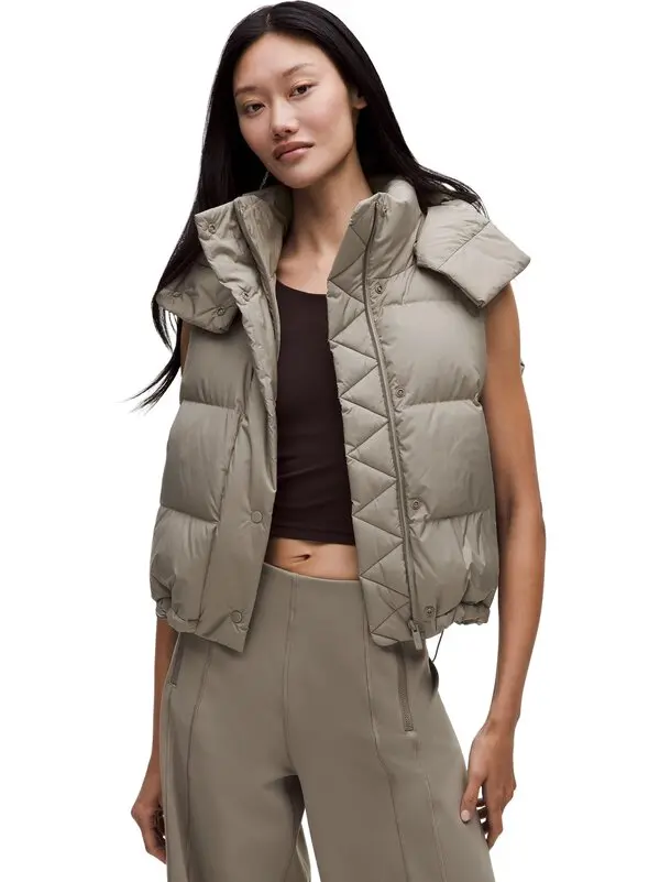 Lululemon Wunder Puff Cropped Vest - Warm Ash Grey