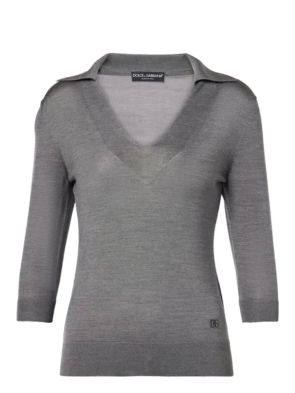 Dolce & Gabbana Silk Polo Sweater - Grey