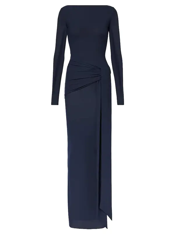 Alex Perry Semi-sheer Gathered Gown - Blue